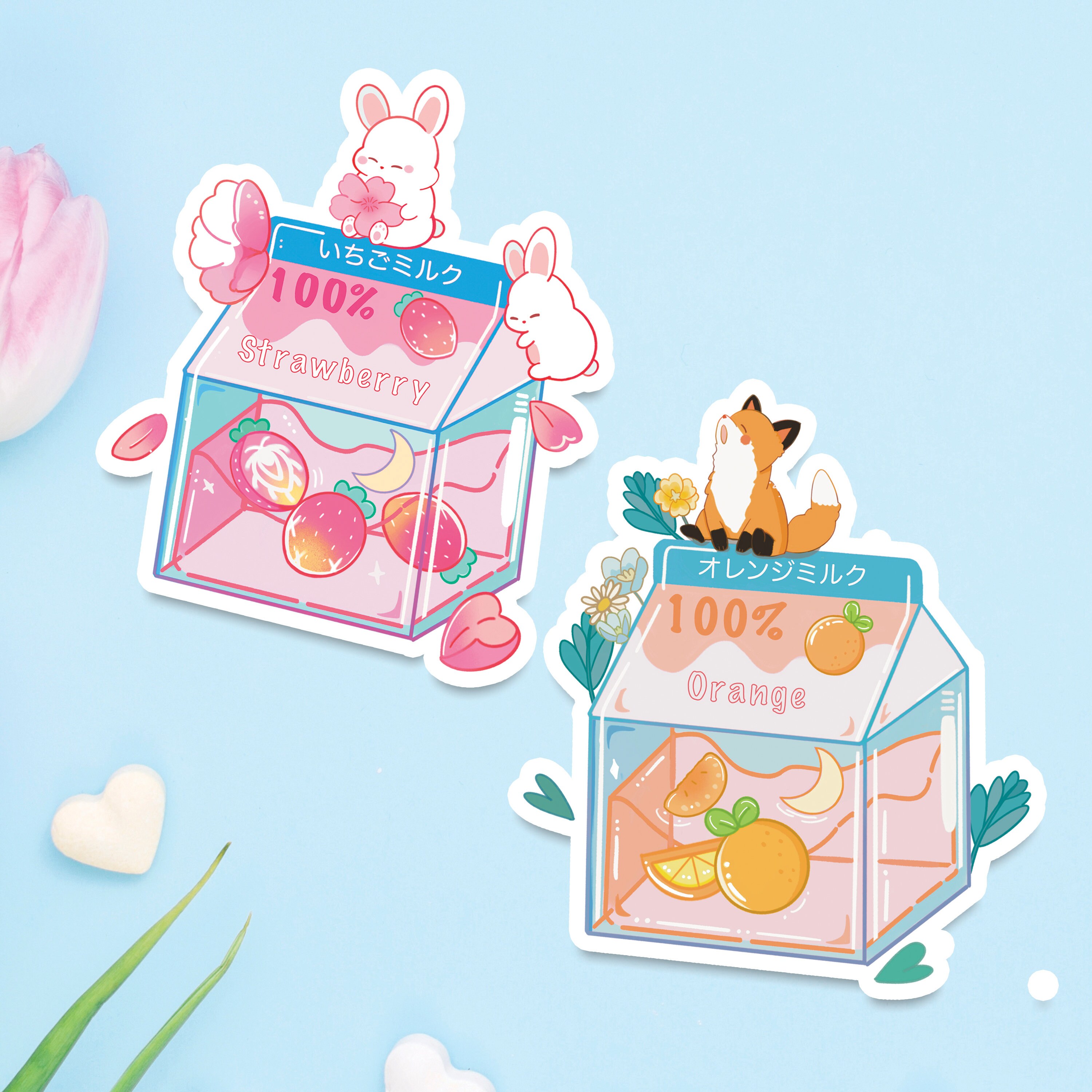 Orange Fox Milk Carton Holographic Fox Star Sticker Sticker - Etsy