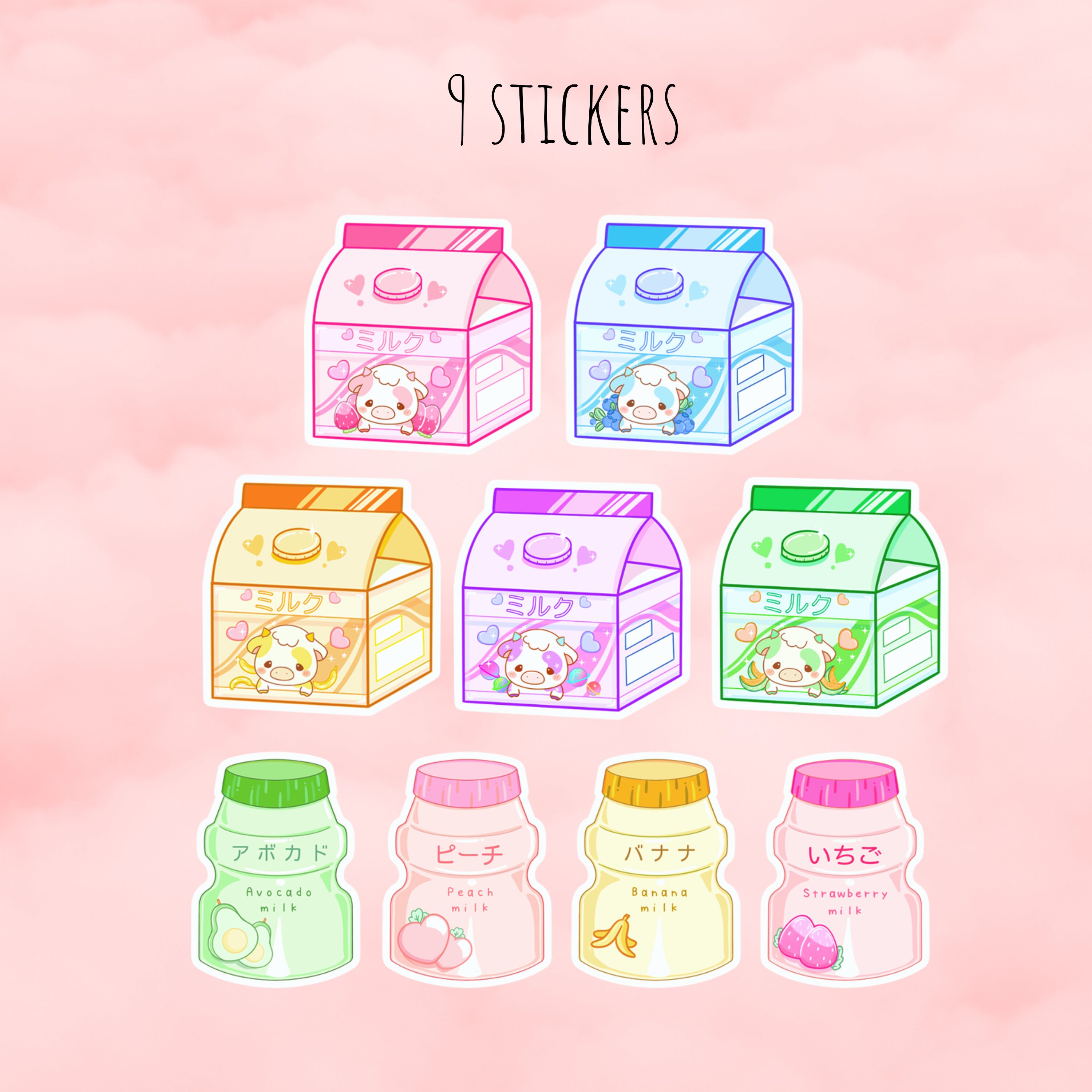 Kawaii Japanese Milk Sticker Sheet Milk Carton Sticker Sheet - Etsy