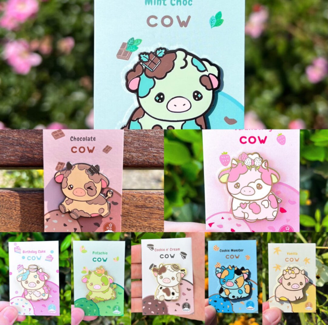 Ice Cream Cows Enamel Pin Collection Set, Cute Cow Pins, Dessert Pin Collection, Gift for ...