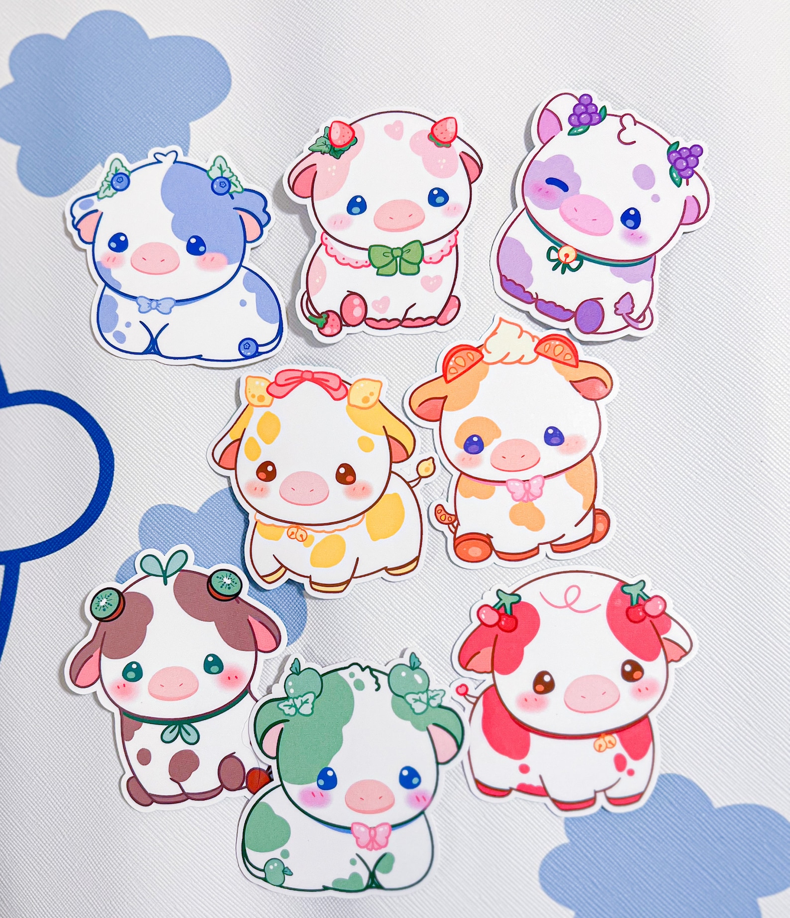 Fruit Cow Stickers, Kawaii Cow Sticker, Cute Strawberry Cow Sticker ...