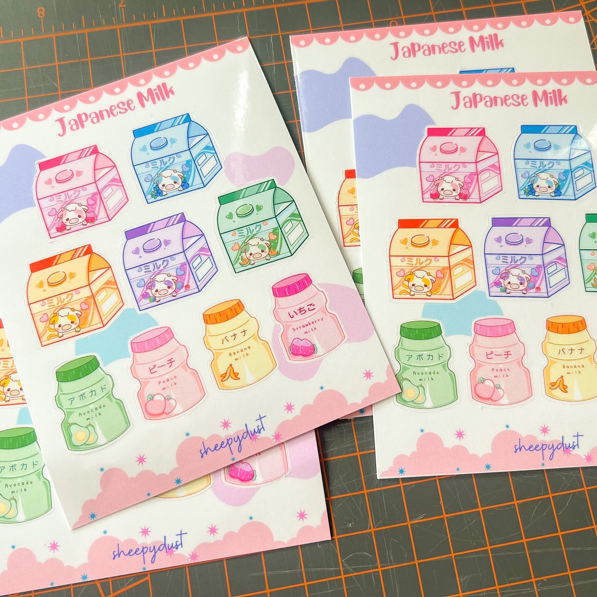 Kawaii Japanese Milk Sticker Sheet Milk Carton Sticker Sheet - Etsy