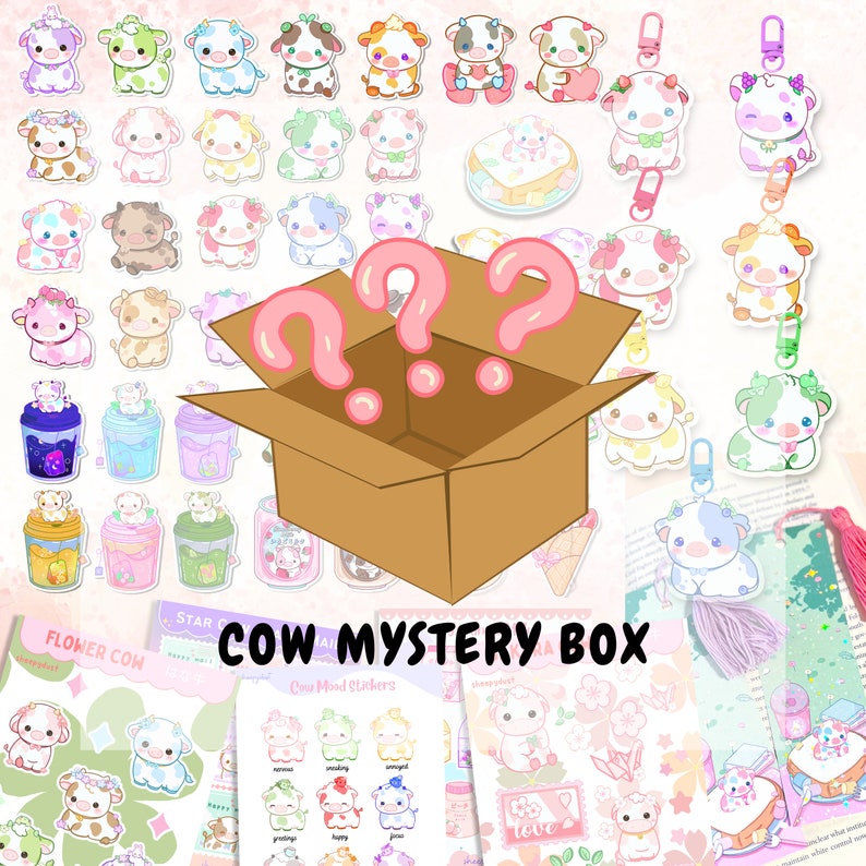 Cow Mystery Box Cow Stationary Gift Box Kawaii Cow Grab Bag - Etsy ...