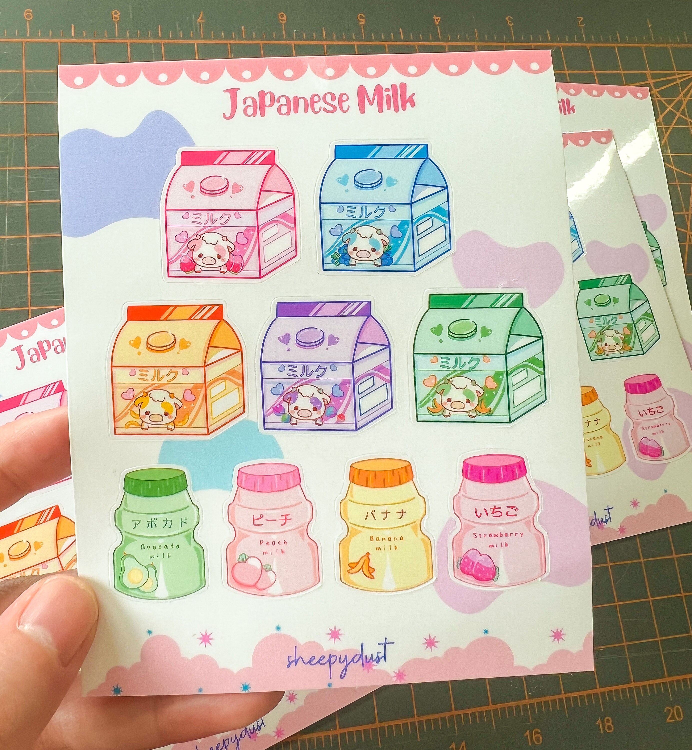 Kawaii Japanese Milk Sticker Sheet Milk Carton Sticker Sheet - Etsy