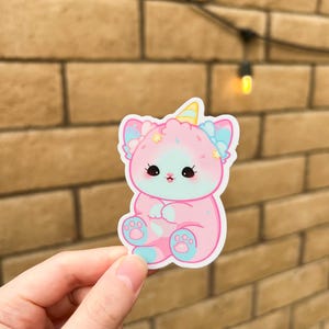 Cotton Candy Cat Sticker, Cute Snack Stickers, Kitty Cat Sticker - Etsy