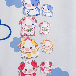 Fruit Cow Stickers, Kawaii Cow Sticker, Cute Strawberry Cow Sticker ...