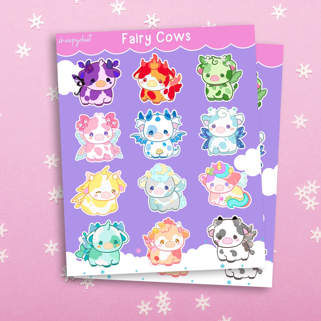 Fairy Cow Sticker Sheet, Cute Stationary for Decoration, Sticker ...