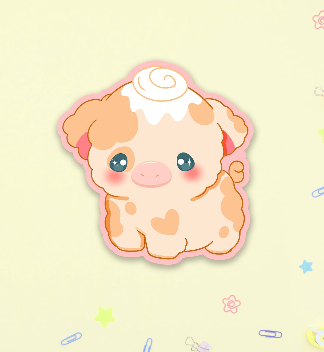 Cinnamon Bun Cow Sticker, Sweet Roll Cow Sticker, Cute Cow Bun Sticker ...