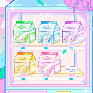 Cow Milk Carton Sticker Set, Kawaii Cow Milk Sticker, Cute Cow ...