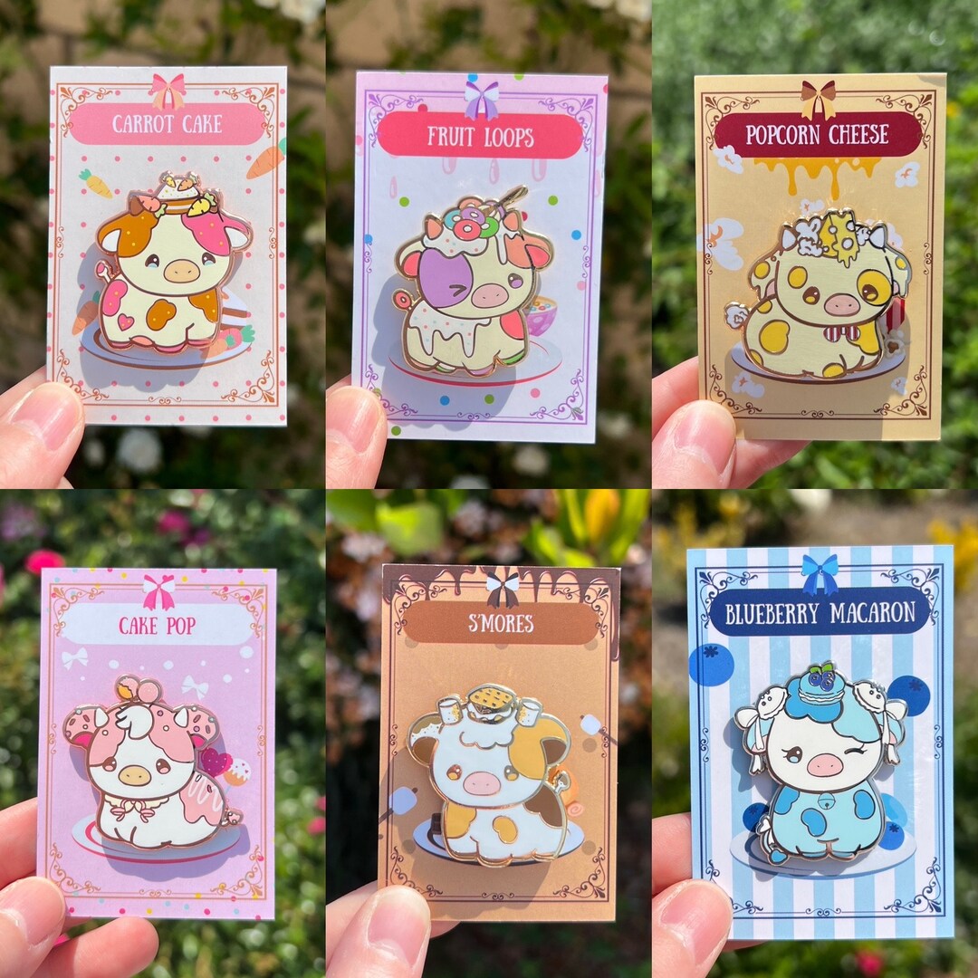 12 Dessert Cows Enamel Pin Collection Set, Cute Cow Pins, Cow Pin ...