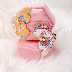 Enamel Pin: Japanese Cherry Blossom Koi Fish, Sakura Koi Fish Pair Pin ...