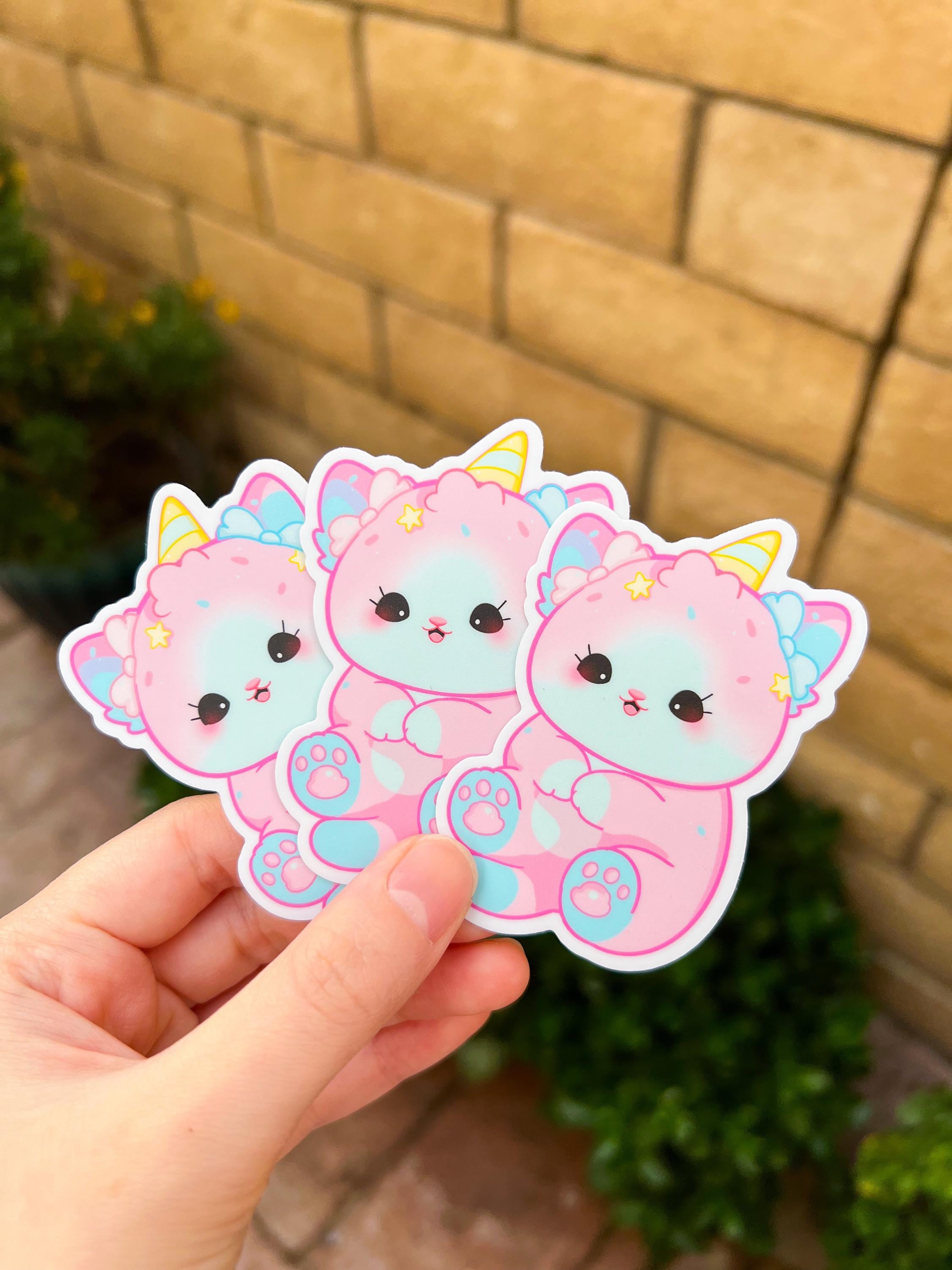 Cotton Candy Cat Sticker, Cute Snack Stickers, Kitty Cat Sticker - Etsy