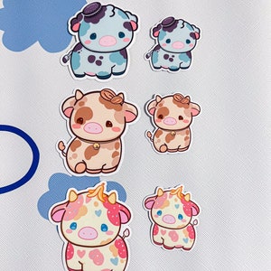 Ice Cream Cow Sticker Set Kawaii Flavor Cow Vinyl Stickers - Etsy