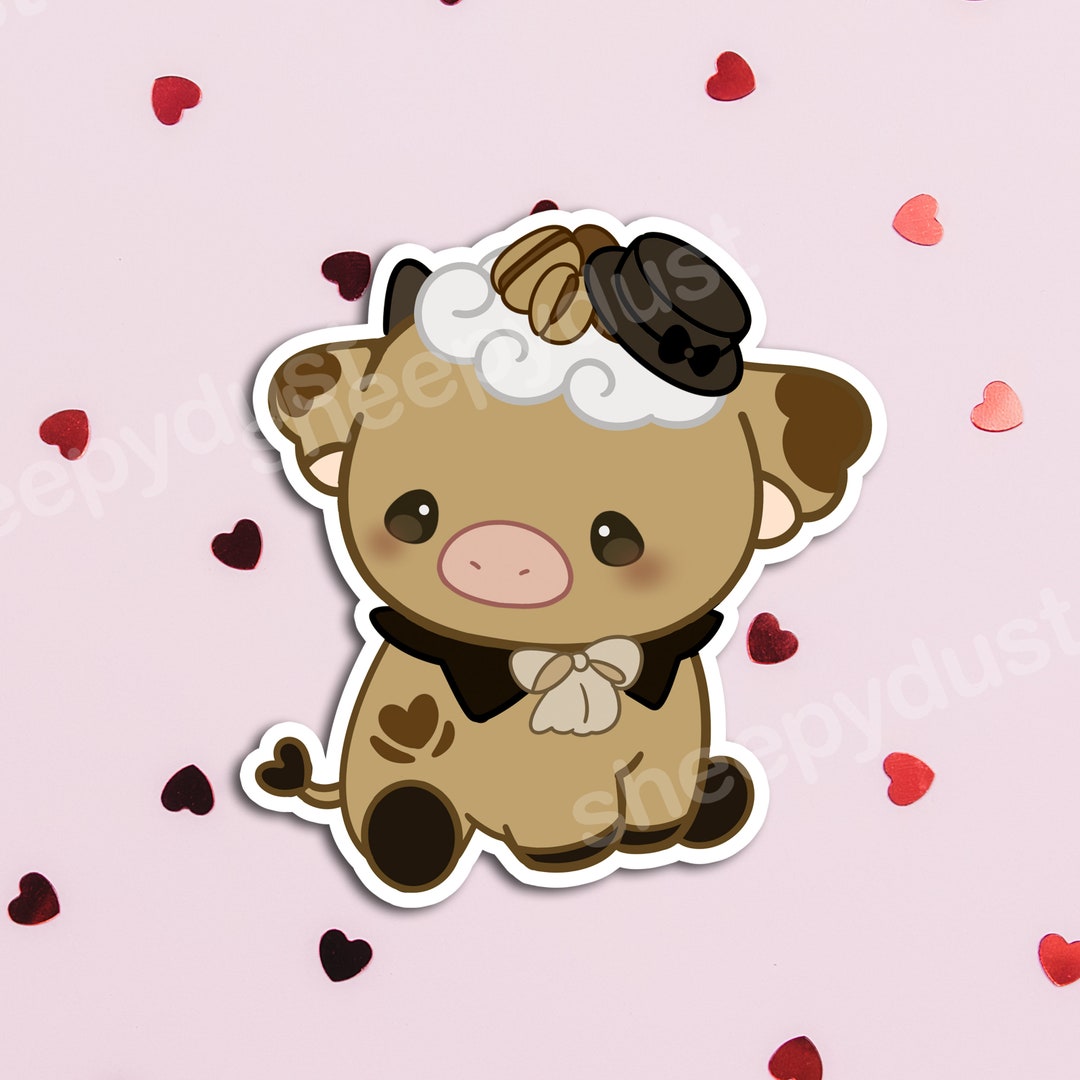 Coffee Cow Sticker, Cute Cow Sticker, Cute Sticker Stationary, Coffee ...