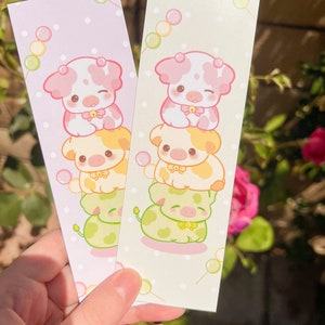 Cute Dango Cow Bookmarks, Kawaii Cow Bookmark, Two-sided Bookmark, Book ...