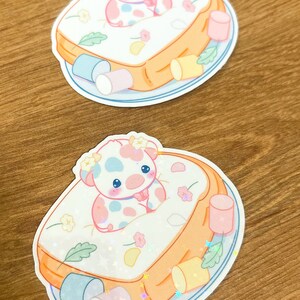 Cute Toast Cow Sticker Marshmallow Cow Sticker Kawaii Cow - Etsy