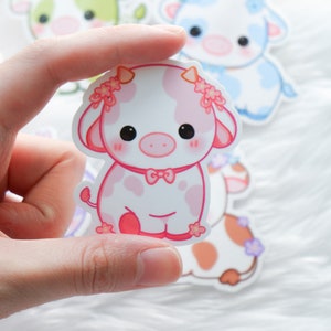 Cute Flower Cow Sticker, Rainbow Cow Sticker Set, Cow Stationary, Cute ...
