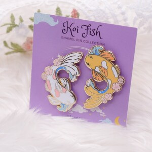 Enamel Pin: Japanese Cherry Blossom Koi Fish, Sakura Koi Fish Pair Pin ...