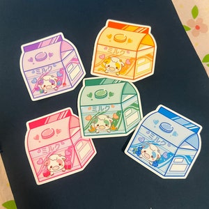 Cow Milk Carton Sticker Set, Kawaii Cow Milk Sticker, Cute Cow ...