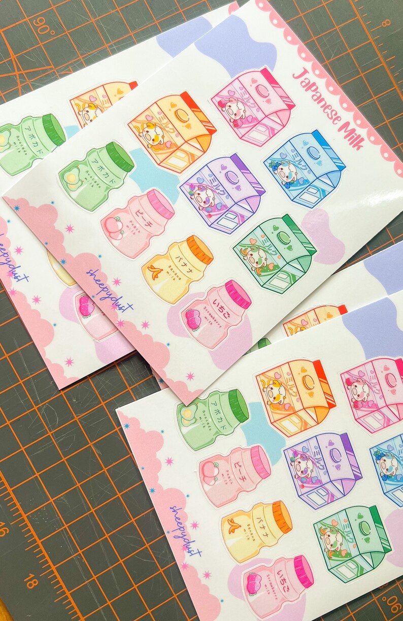 Kawaii Japanese Milk Sticker Sheet Milk Carton Sticker Sheet - Etsy