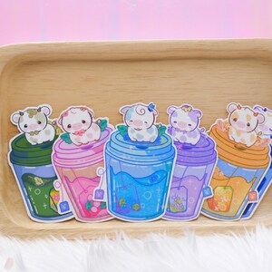 Flavored Tea Cow Sticker, Holographic Cow Sticker Pack, Rainbow Cow ...