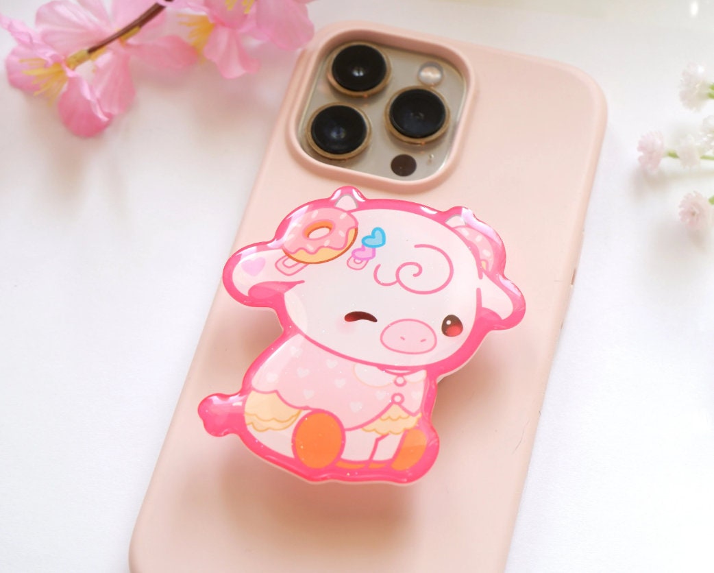 Coffee & Donut Cow Phone Grip, Phone Accessories, Couple Phone Grip ...