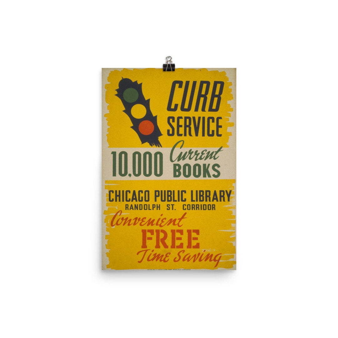 Chicago Public Library Curb Service, 12″x18″ Vintage Poster Reprint - Etsy