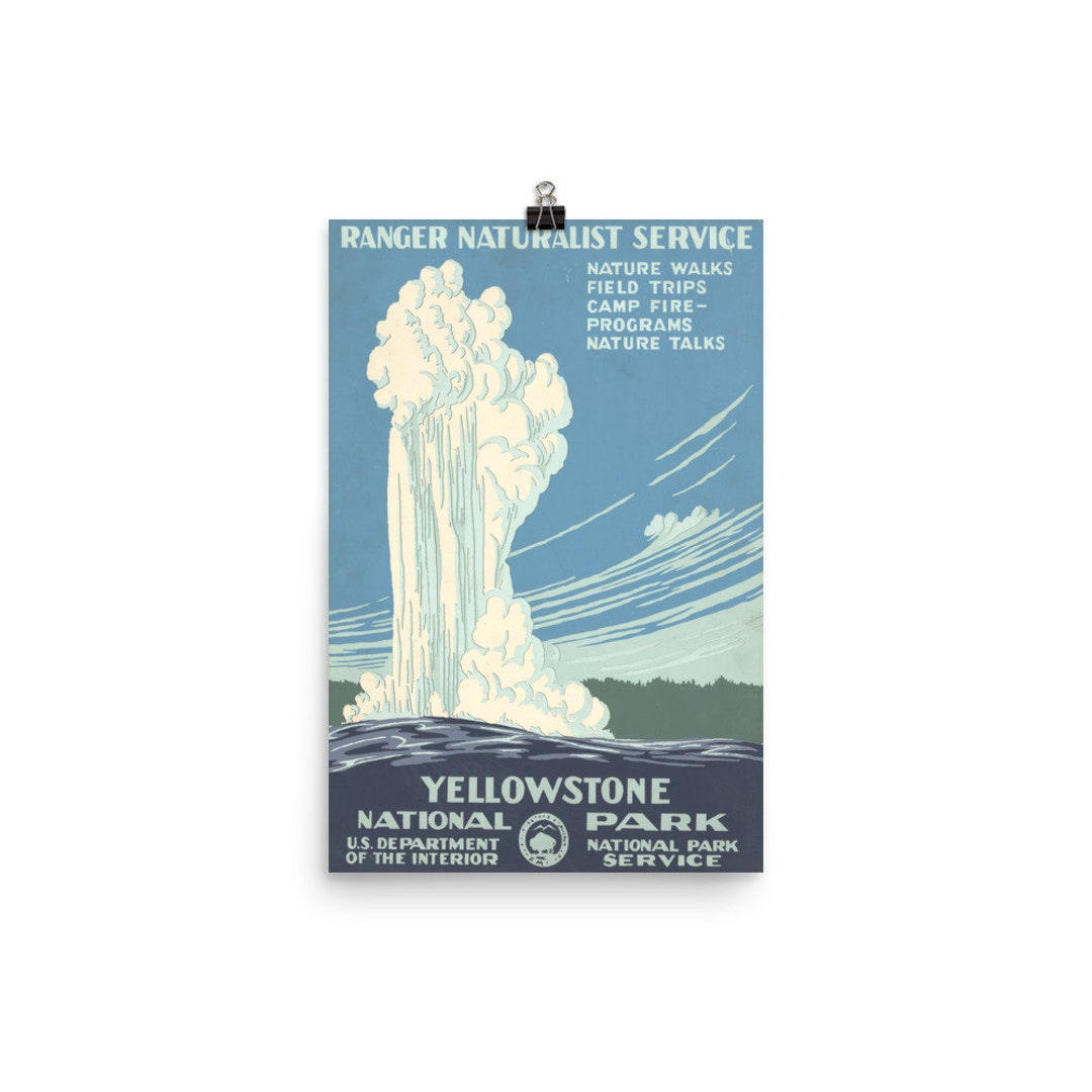 Yellowstone National Park, Ranger Naturalist Service, 12″x18″ Vintage ...
