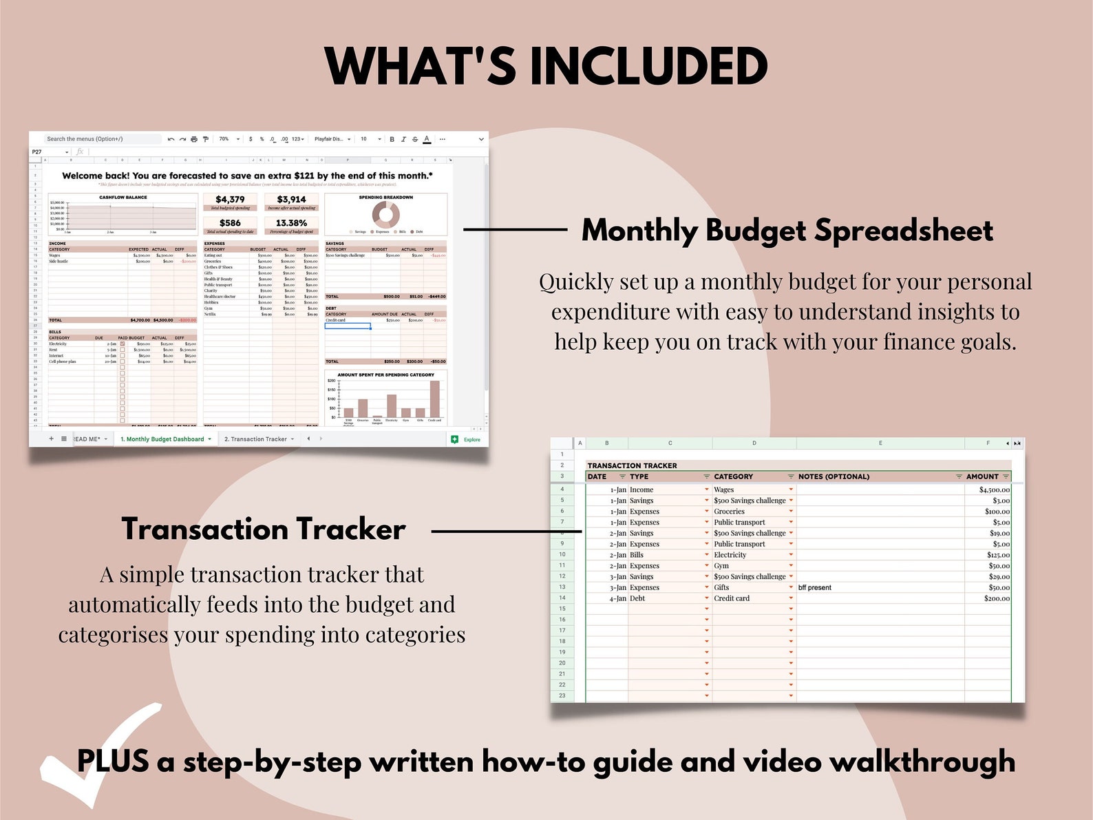 Monthly Budget Spreadsheet for Google Sheets, Digital Budget Template, Financial Planner ...