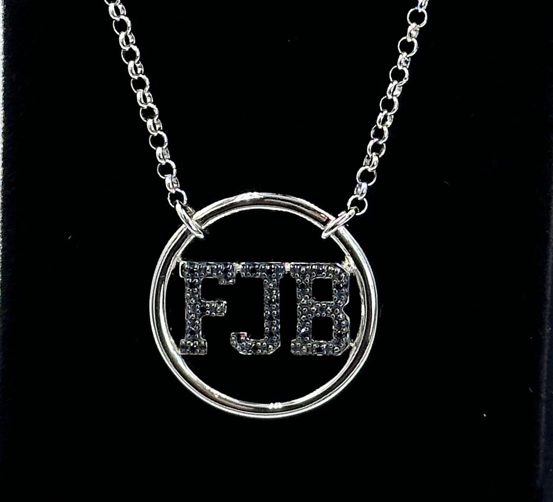 Let's Go Brandon FJB Beautiful Circle Pendant Silver & Black Spinel on ...