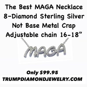 Ladies MAGA Necklace 8 Diamond Sterling Silver- Adjustable Chain ...