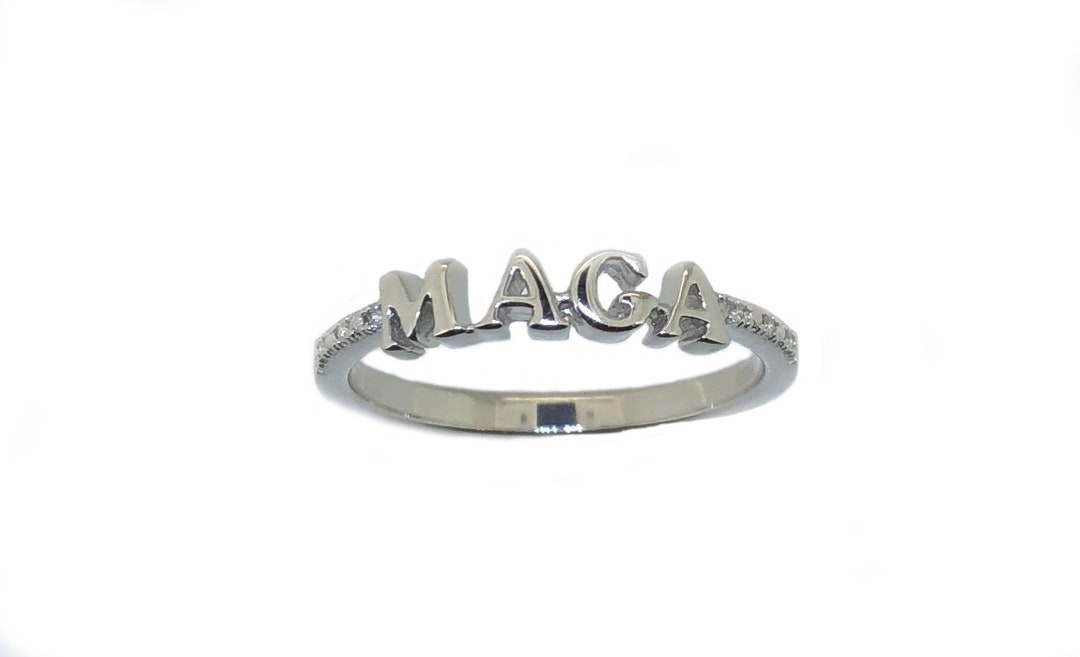 Beautiful and Dainty MAGA Ring With Genuine White Zircons Set in 925 ...