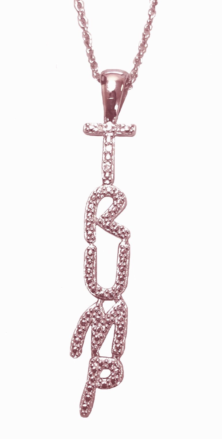 Large TRUMP 4 Diamond 1 1/2" Pendant Includes Sterling Silver ...