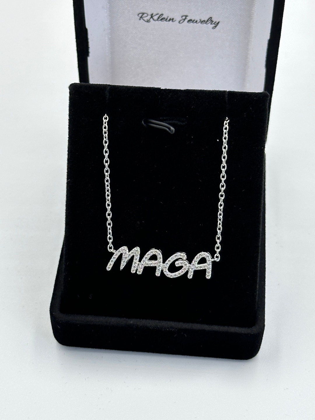 Ladies MAGA 70 White Zircon Necklace in Solid Silver With Adjustable ...