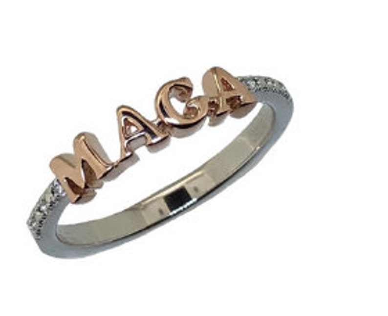 Beautiful and Dainty MAGA Ring With Genuine White Zircons Set in 925 ...