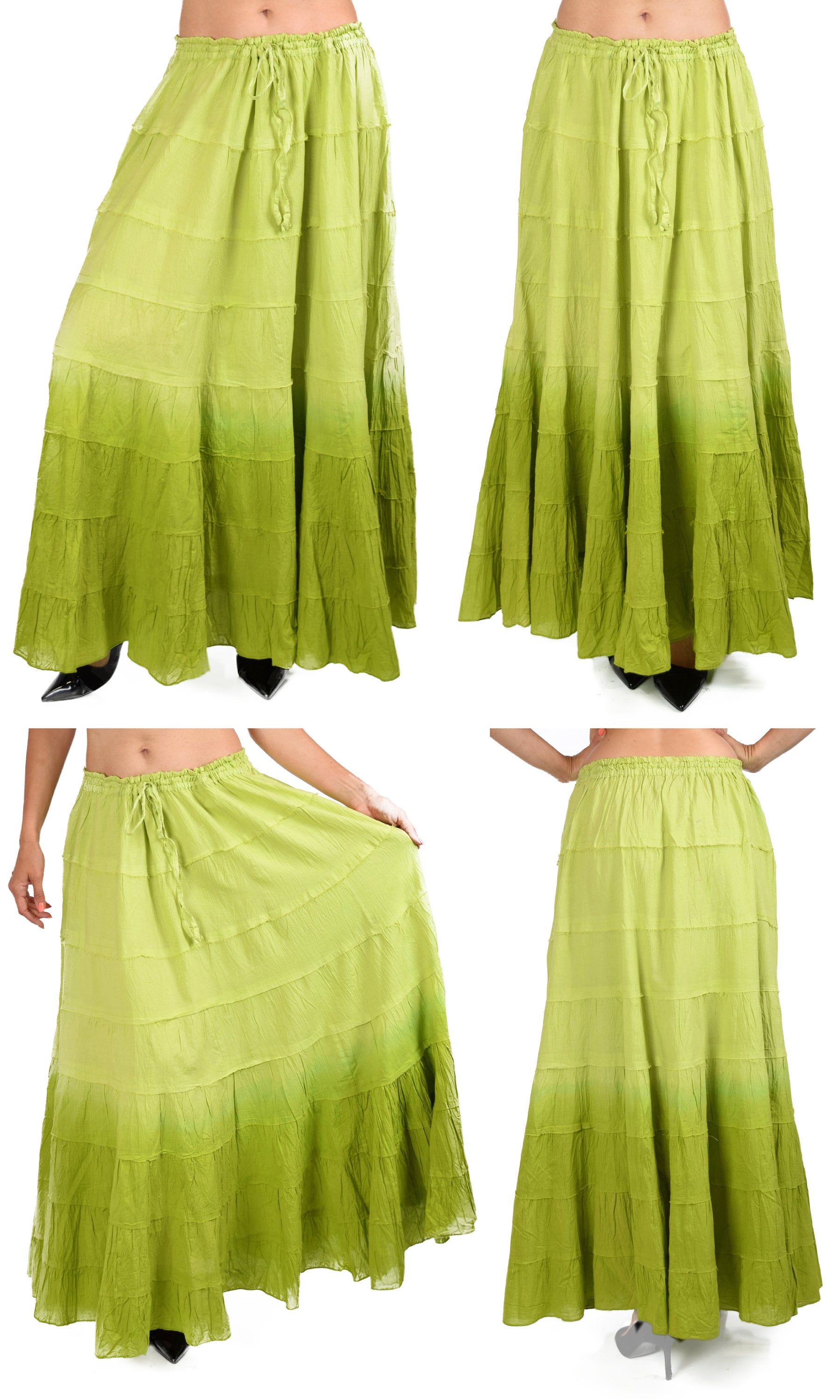 Womens Flowy 5 Tiered Ombre Tie Dye Broomstick Skirt, Available in ...