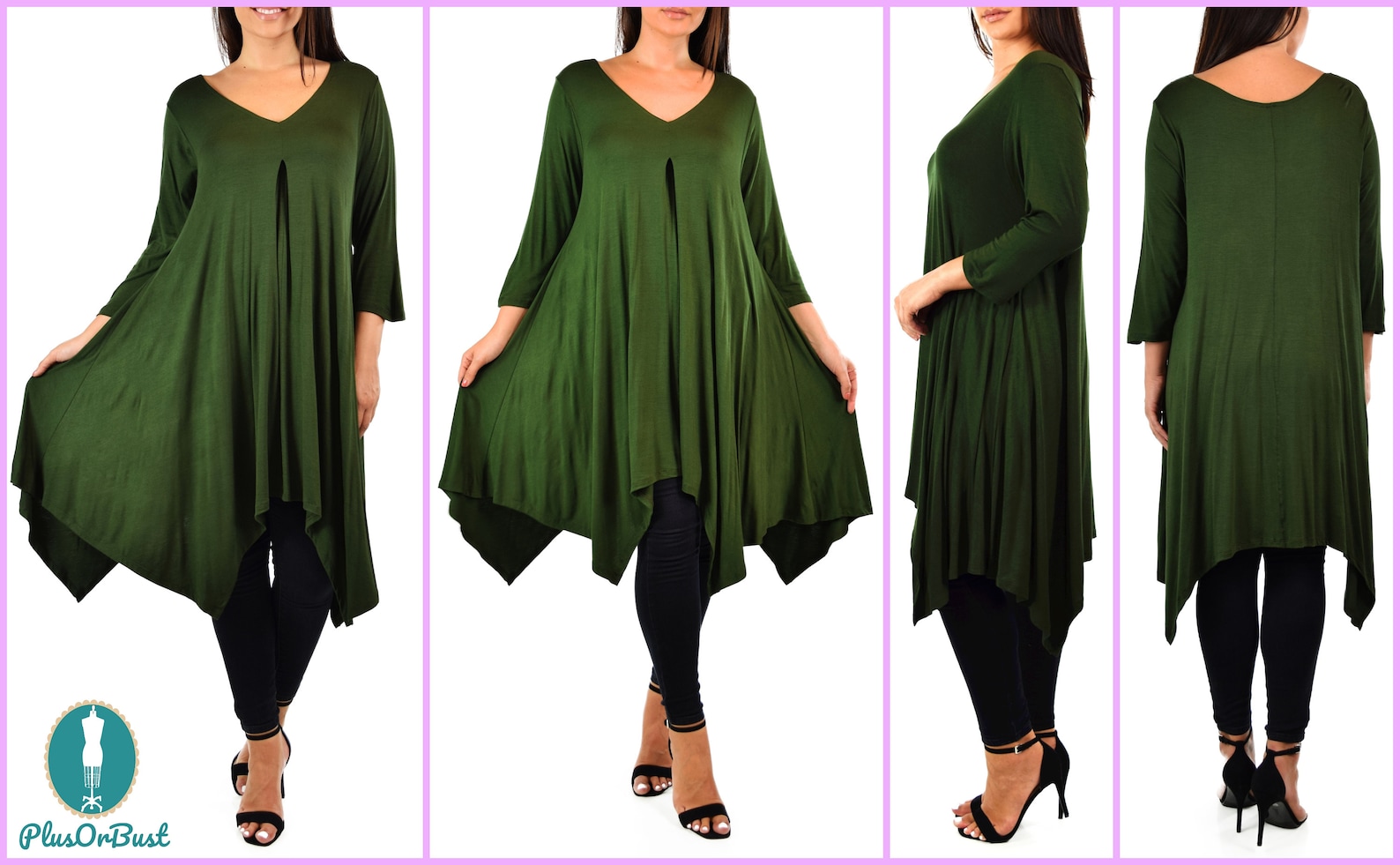 Made in USA, Plus Size Tunic, A-line Tunic, Women Long 3/4 Sleeve ...