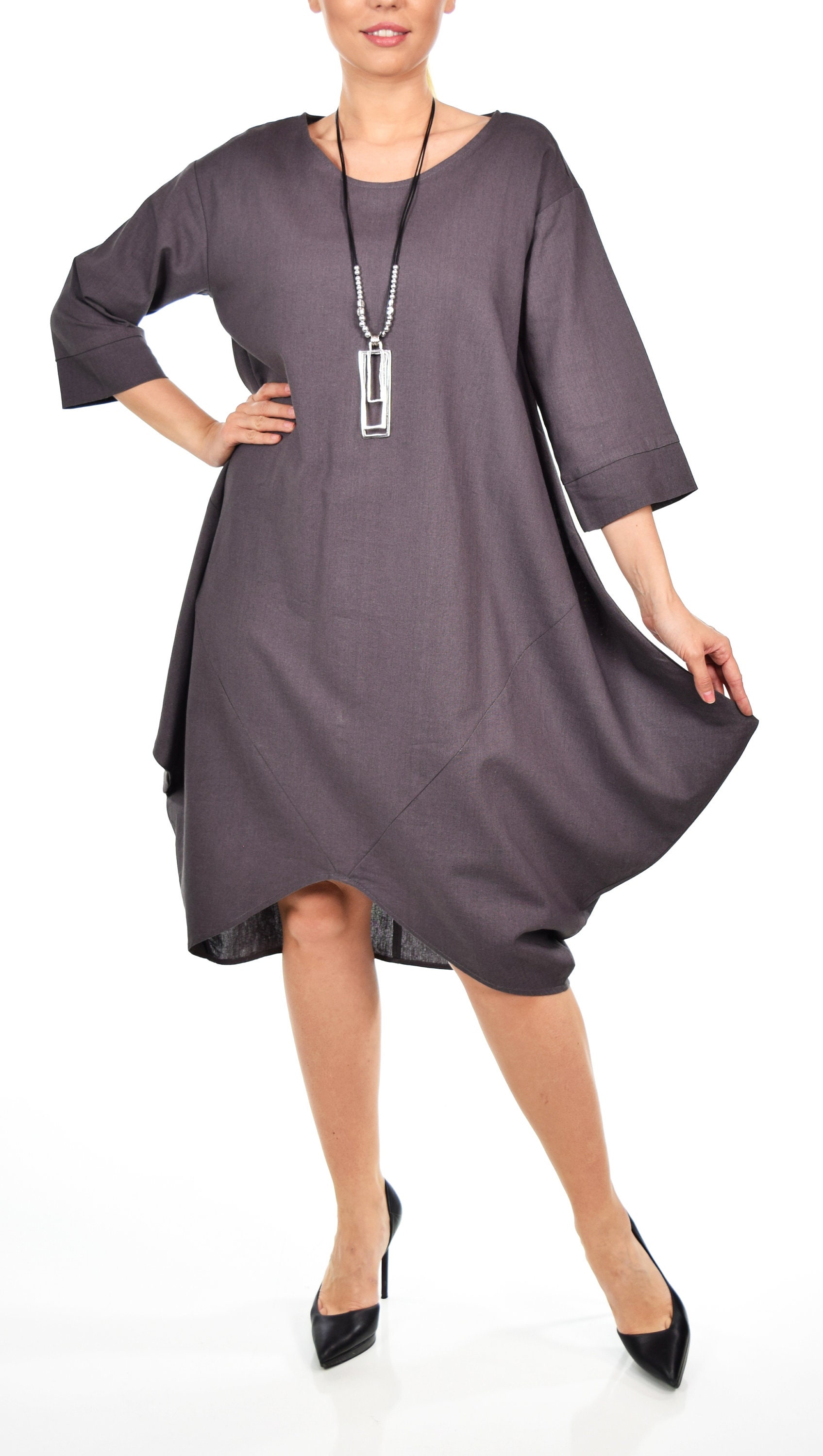 Balloon Linen Dress, Designer Linen Dress, Quirky Linen Dress ...