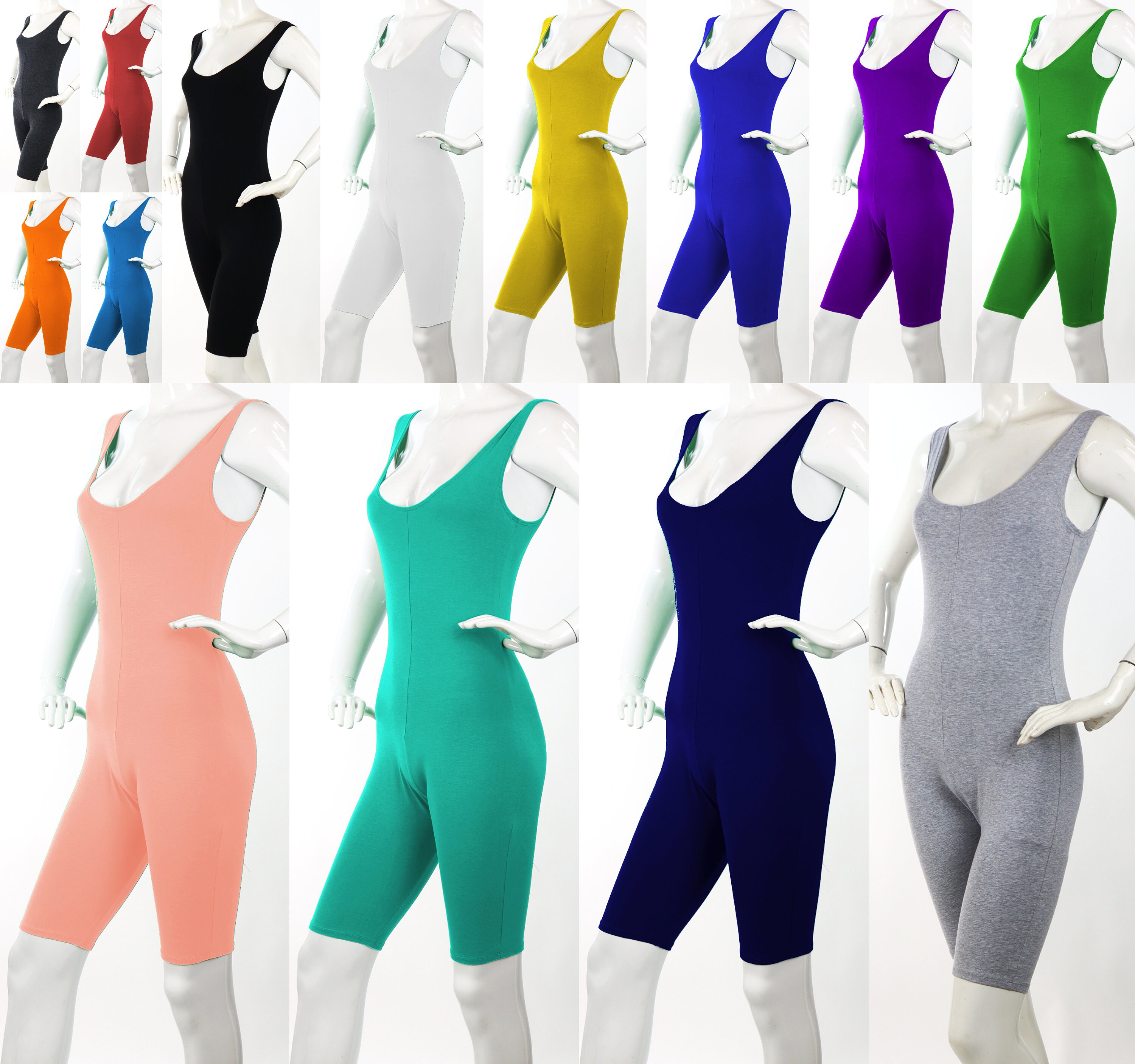 Crop Unitard Bodysuit Capri Catsuit Sleeveless Capri Opaque | Etsy