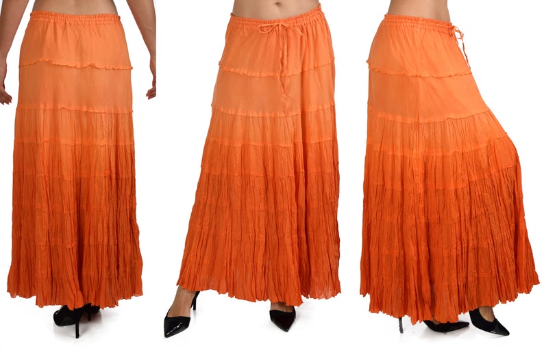 Womens Flowy and Flared 5 Tiered Ombre Tie Dye Broomstick Skirt, 100% ...