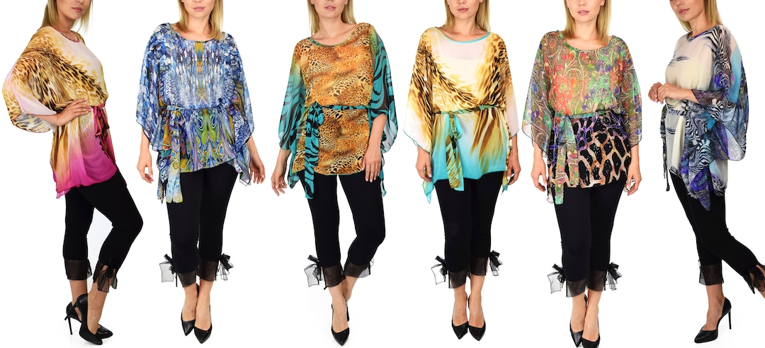 Womens Semi Sheer Cover up With Belt Tie, Chiffon Kaftan, Summer Caftan ...