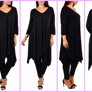 Made in USA, Plus Size Tunic, A-line Tunic, Women Long 3/4 Sleeve ...
