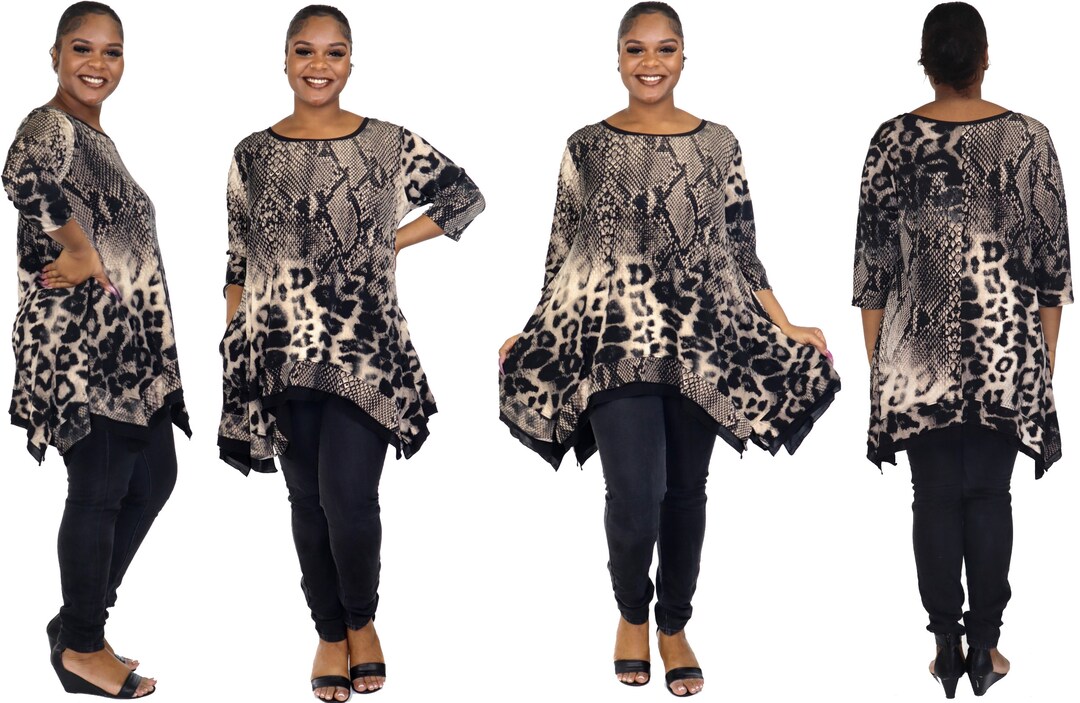 High End Tunic, Animal Print Tunic, Snake Print, Lagenlook Tunic, Boho ...