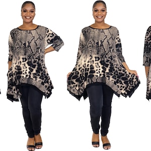 High End Tunic, Animal Print Tunic, Snake Print, Lagenlook Tunic, Boho ...