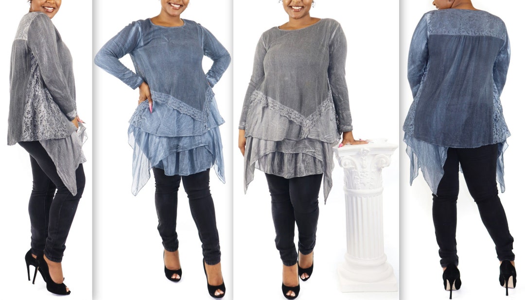 Asymmetrical Lace Tunic, Women Plus Size Tunic Top, Embroidered Lace ...