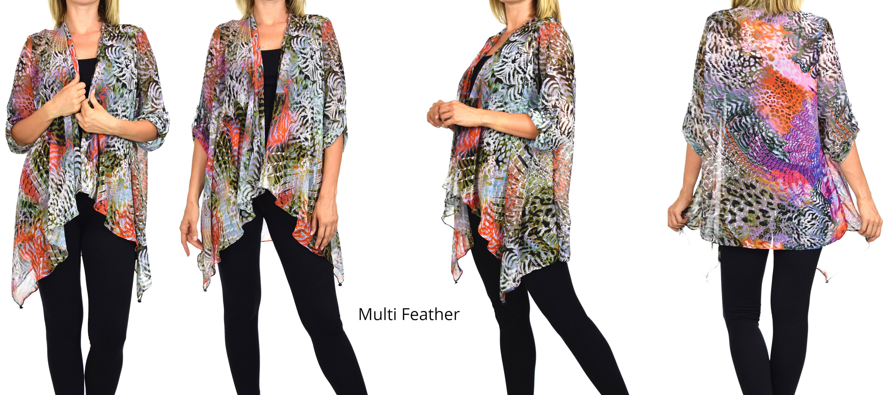Women Semi Sheer High Low Open Front Duster Jacket Cardigan Coverup ...