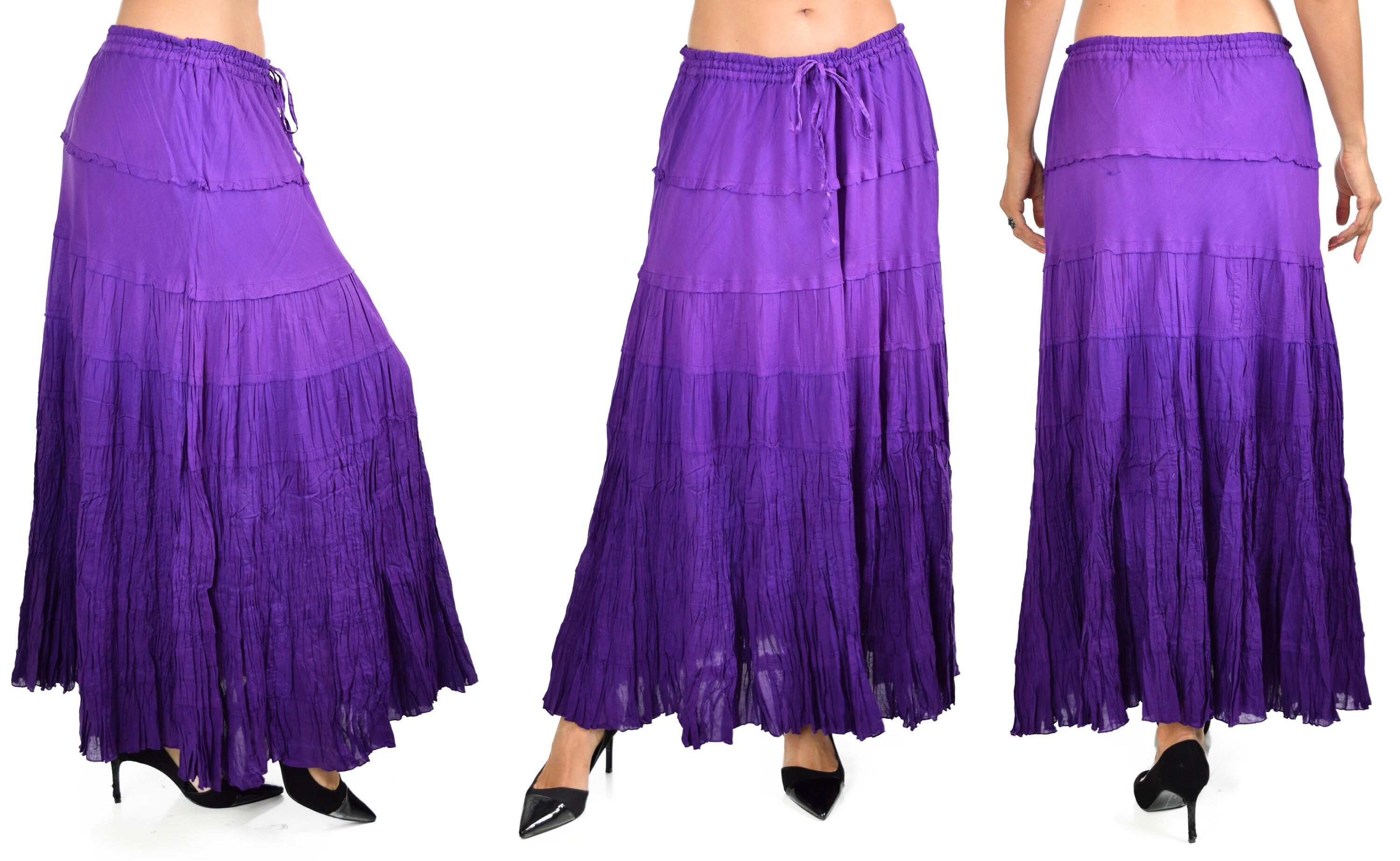 Womens Flowy 5 Tiered Ombre Tie Dye Broomstick Skirt, Available in ...