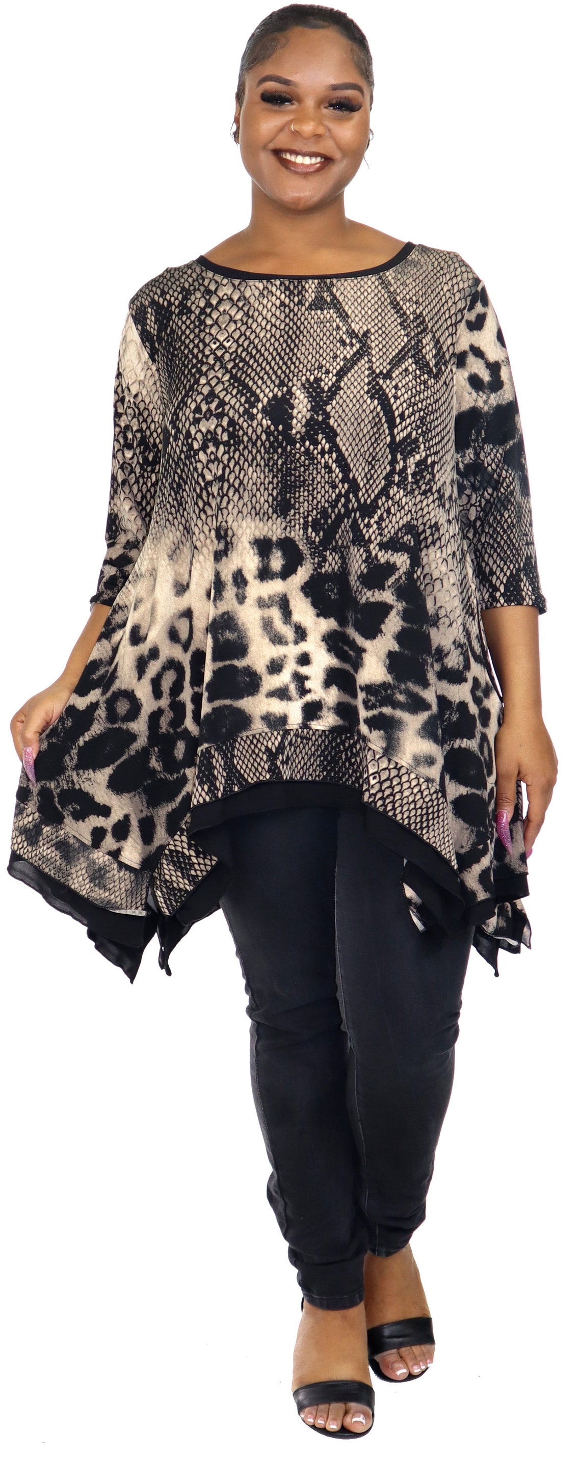 High End Tunic Animal Print Tunic Snake Print Lagenlook - Etsy