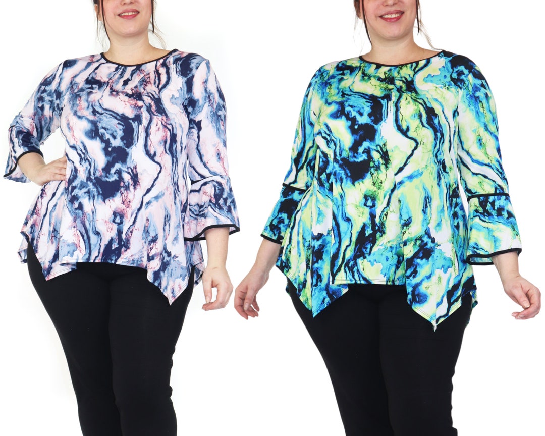 Tie Dye Tunic, Marble Print Tunic, Women Tunic, Versatile Tunic, Plus ...
