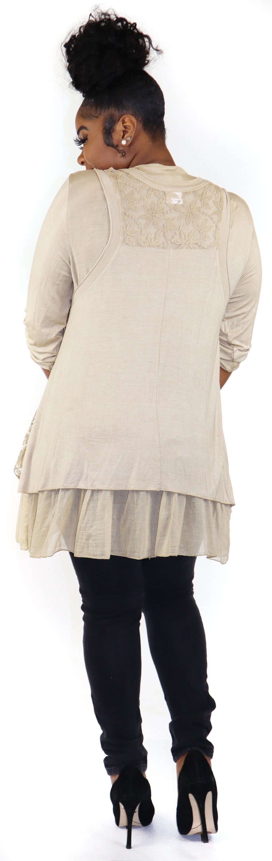 Women Plus Size Tunic Top, 2 Pc. Embroidered Lace Tunic, Women Lace ...