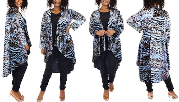Plus Size Animal Print Velvet Jacket Fits Large-2x High End | Etsy